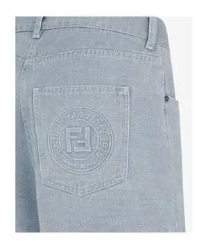 Fendi Ff Embossed Denim Shorts - Blue