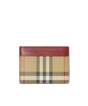 Burberry Check Card Case - Beige/ruby Red
