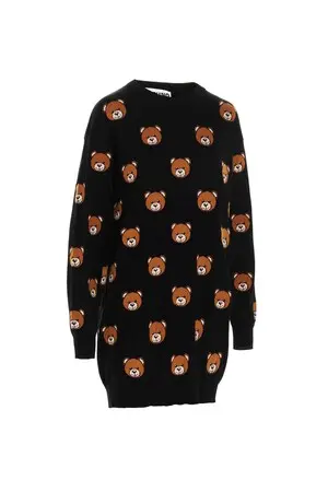 Moschino Teddy Bear Pattern Knit Mini Dress
