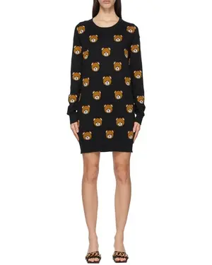 Moschino Teddy Bear Pattern Knit Mini Dress