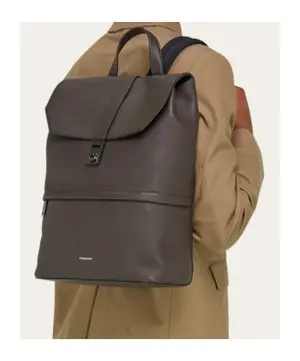 FERRAGAMO Gancini Buckle Leather Backpack - Black