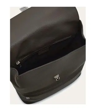 FERRAGAMO Gancini Buckle Leather Backpack - Black