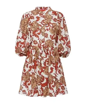 La DoubleJ Portofino Printed Dress With Detachable Ribbon Belt - Brown