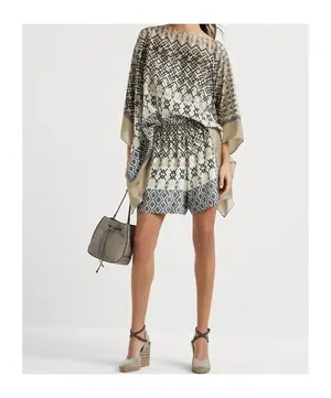 Brunello Cucinelli Geometric Pattern Silk Shorts