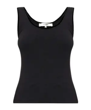 FRAME Velvet Trim Ribbed Tank Top