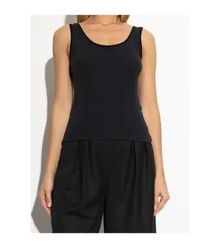 FRAME Velvet Trim Ribbed Tank Top