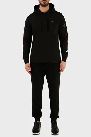 PAUL  SHARK Paul & Shark Embroidered Shark Print Hoodie