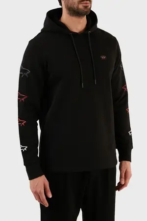 PAUL  SHARK Paul & Shark Embroidered Shark Print Hoodie