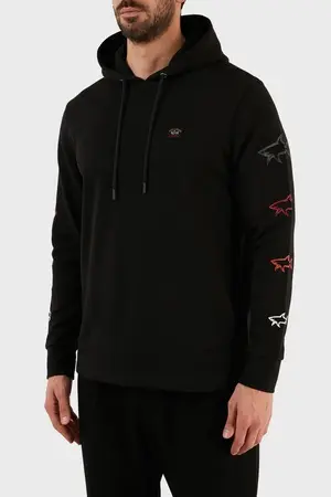 PAUL  SHARK Paul & Shark Embroidered Shark Print Hoodie