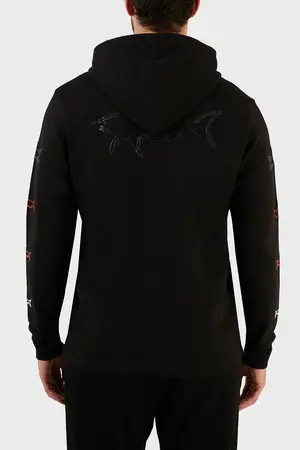 PAUL  SHARK Paul & Shark Embroidered Shark Print Hoodie