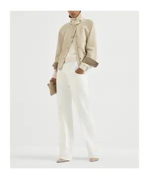 Brunello Cucinelli Zip Up Jacket With Classic Collar - Beige