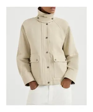 Brunello Cucinelli Zip Up Jacket With Classic Collar - Beige