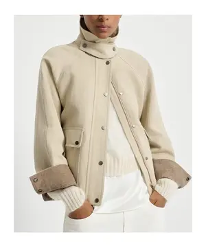 Brunello Cucinelli Zip Up Jacket With Classic Collar - Beige