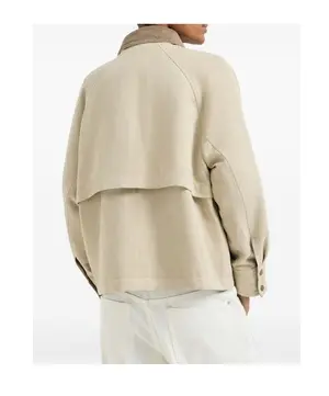 Brunello Cucinelli Zip Up Jacket With Classic Collar - Beige