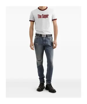 Dolce & Gabbana Distressed Logo Plaque Jeans - Multi-color