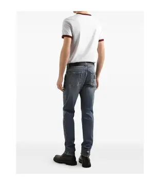 Dolce & Gabbana Distressed Logo Plaque Jeans - Multi-color