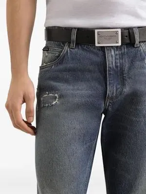 Dolce & Gabbana Distressed Logo Plaque Jeans - Multi-color