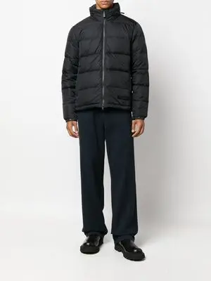 Aspesi Padded Zip Up Jacket With Logo Patch - Black