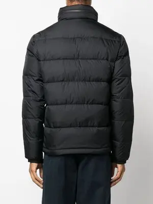Aspesi Padded Zip Up Jacket With Logo Patch - Black