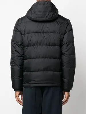 Aspesi Padded Zip Up Jacket With Logo Patch - Black
