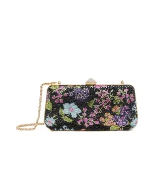 Valentino Garavani Valentino Embellished Floral Shoulder Bag Black