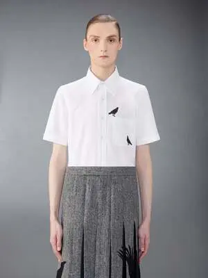 Thom Browne Raven-embroidered Cotton Shirt