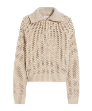 Max Mara Zip-up Open-knit Polo Shirt