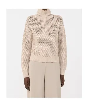 Max Mara Tequila Open-knit Zip-detailed Jumper - Albino