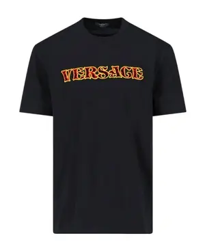 Versace Logo Embroidered Crewneck T-shirt