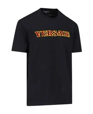 Versace Logo Embroidered Crewneck T-shirt