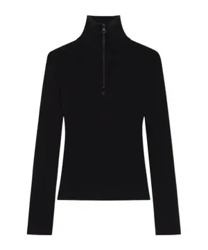 COURREGES Zipped Mock Neck Jumper - Black