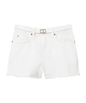 TWINSET Belted Frayed Hem Shorts - White