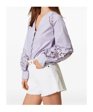 TWINSET Belted Frayed Hem Shorts