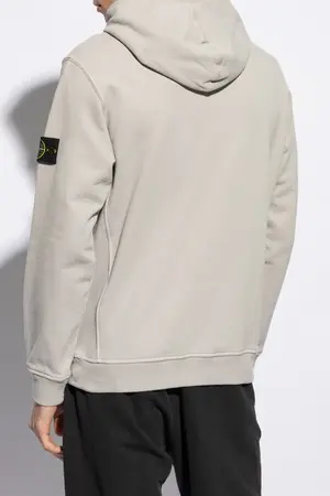Stone Island Compass Patch Drawstring Hoodie - Grey