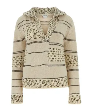 Bottega Veneta Striped V-neck Jumper With Lapels