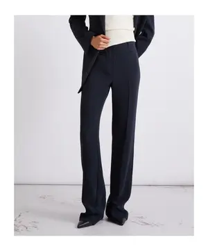 Marella Slightly Flared Cady Trousers - Navy Blue