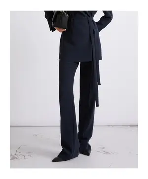 Marella Slightly Flared Cady Trousers - Navy Blue