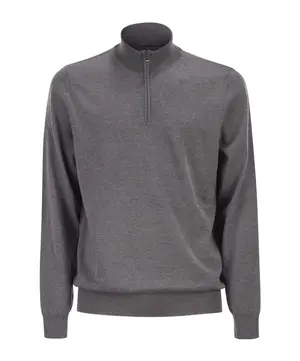 Hugo Boss Half Zip Knit Sweater - Gray
