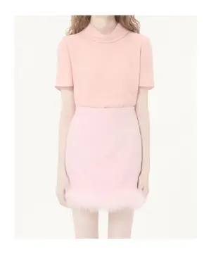 Valentino Garavani Georgette Mock Neck Short-sleeved Top - Pink