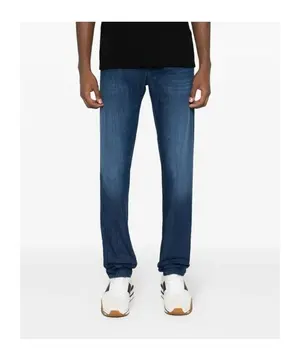 Incotex Logo-patch Tapered Jeans - Blue