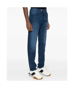 Incotex Logo-patch Tapered Jeans - Blue