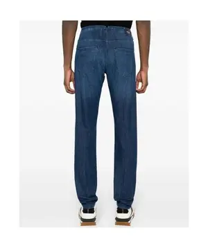 Incotex Logo-patch Tapered Jeans - Blue