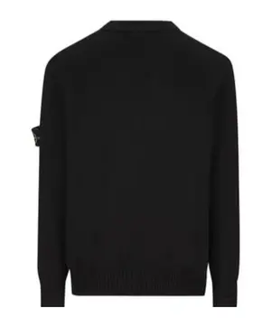 Stone Island Logo Patch Crewneck Jumper - Black