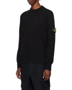 Stone Island Logo Patch Crewneck Jumper - Black