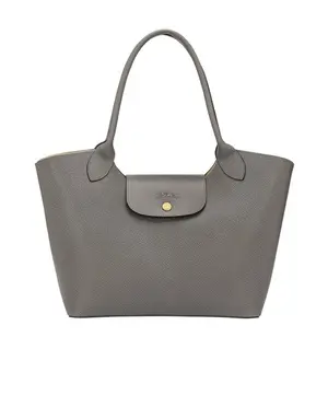 Longchamp Grained Leather Shoulder Bag With Snap Closure