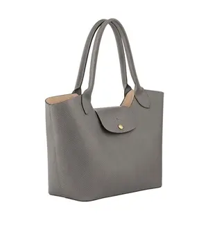 Longchamp Grained Leather Shoulder Bag With Snap Closure