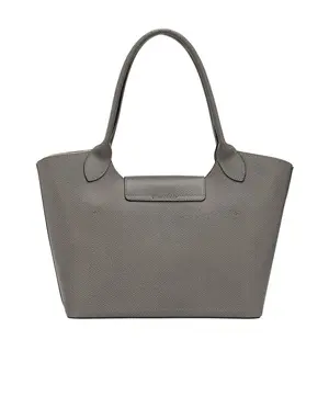 Longchamp Grained Leather Shoulder Bag With Snap Closure
