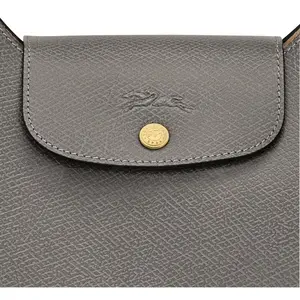Longchamp Grained Leather Shoulder Bag With Snap Closure