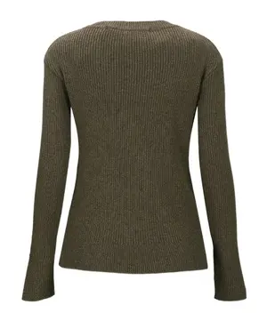 Andersson Bell Ribbed Knit Wool Blend Cardigan With Logo Embroidery