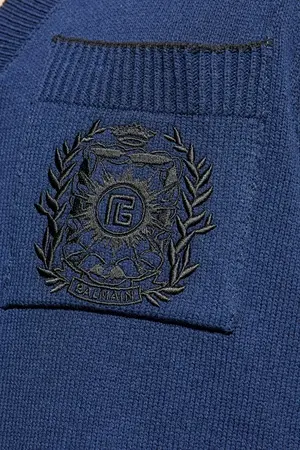 Balmain Cusson Embroidered Knit Polo Shirt - Navy Blue